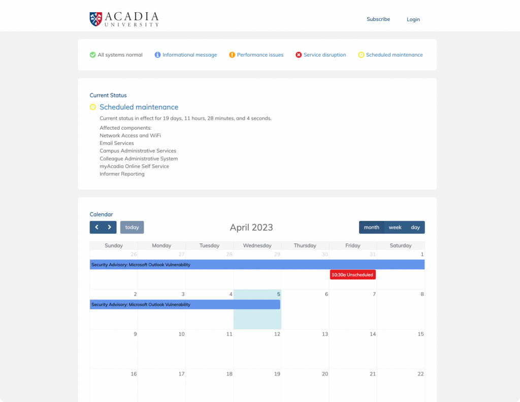 Higher Education Status Pages - StatusCast