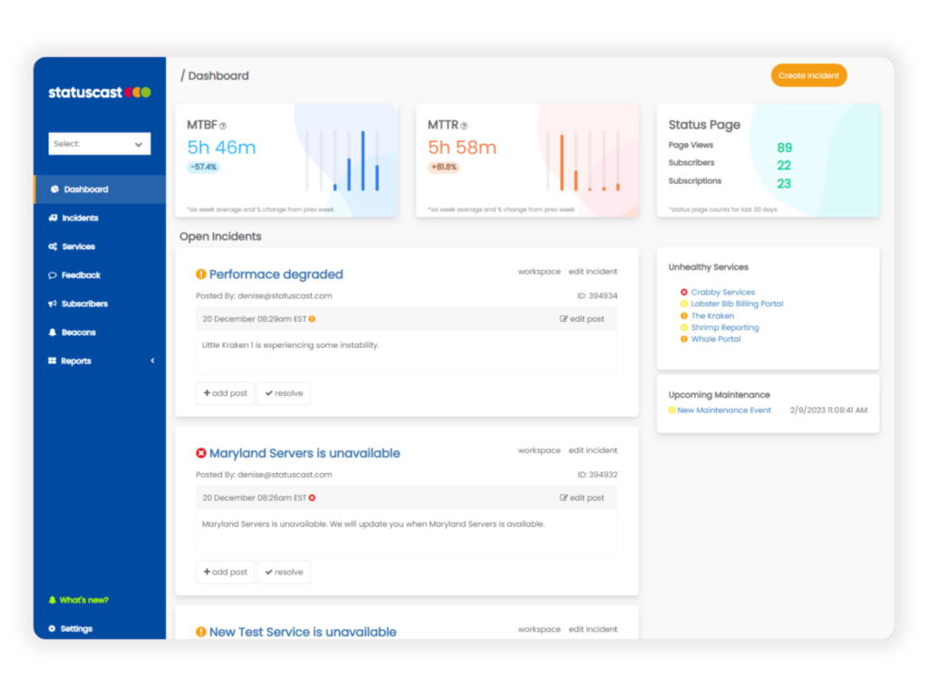 Status Pages & Incident Management - StatusCast